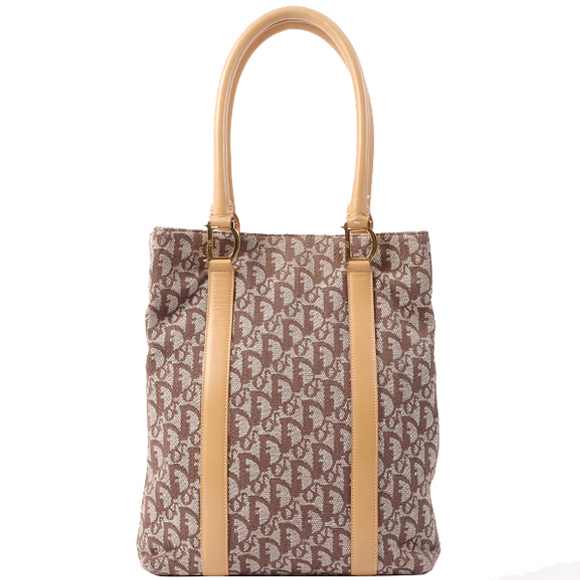 Dior | Bags | Dior Trotter Pattern Logo Plate Tote Bag Brownbeige ...
